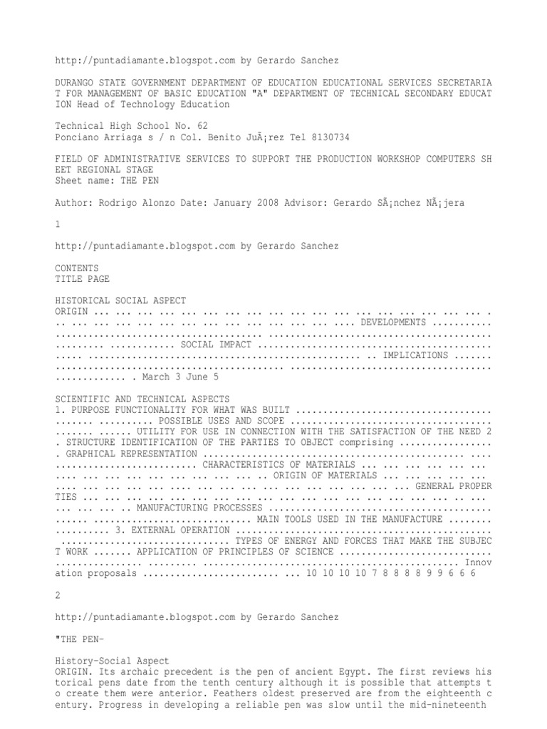 Object Analysis Technical Pen Pdf Writing Implements Weight