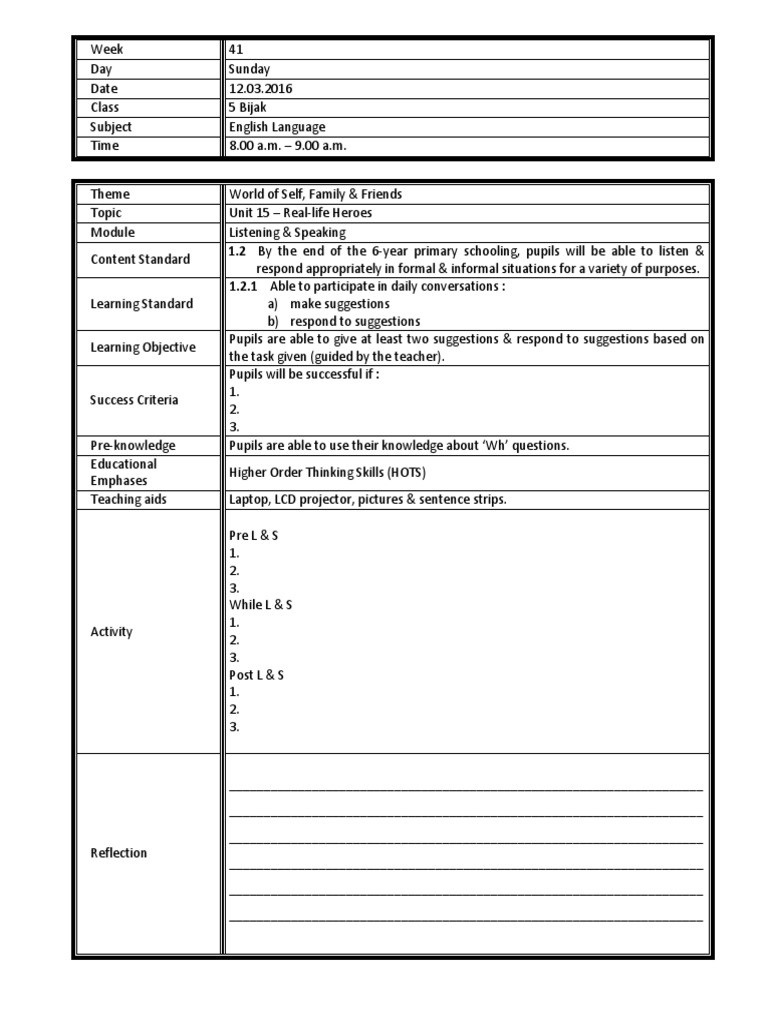 Lesson Plan PAK 21 | PDF
