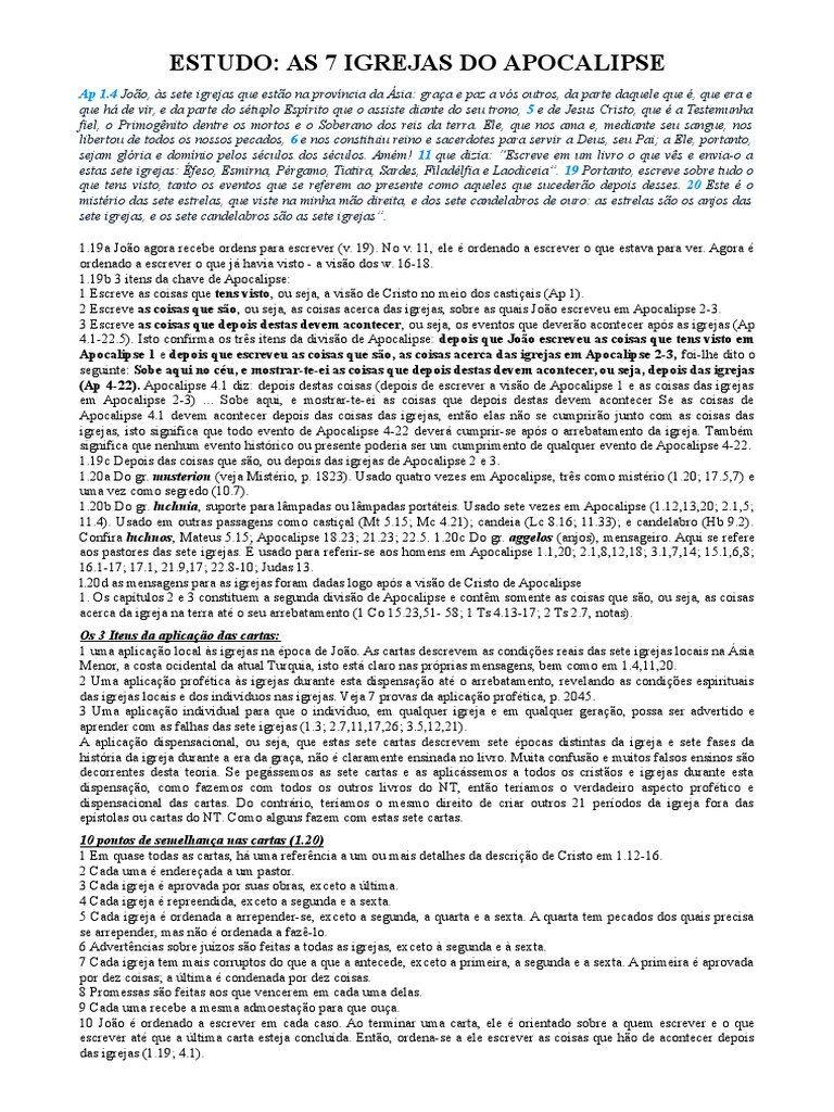 As 7 Igrejas Do Apocalipse | PDF | Livro do Apocalipse | Igreja cristã