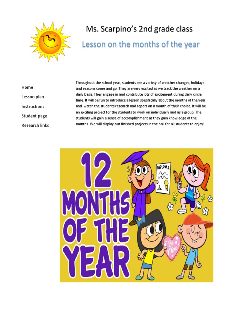 2nd Grade Months of the Year Lesson | PDF | Lesson Plan | Applied ...