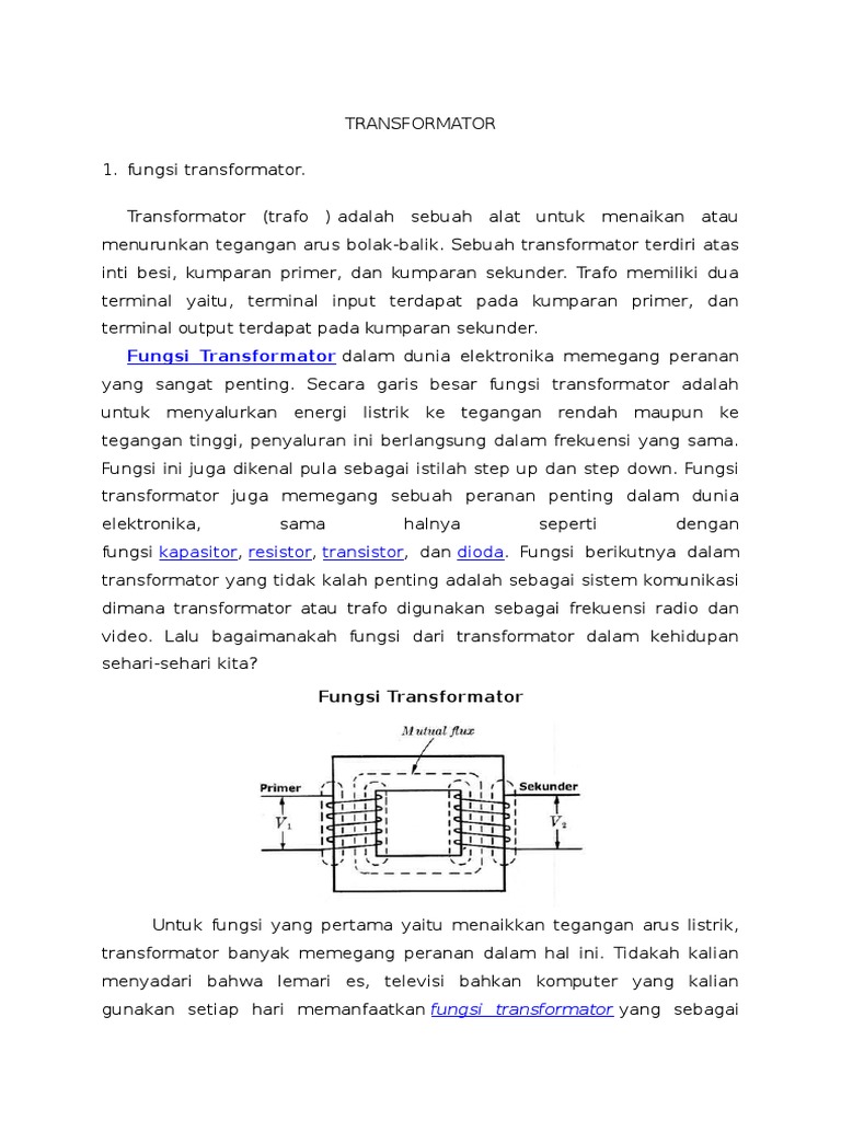 Transformator 1 | PDF | Metode & Bahan Ajar | Teknologi & Rekayasa