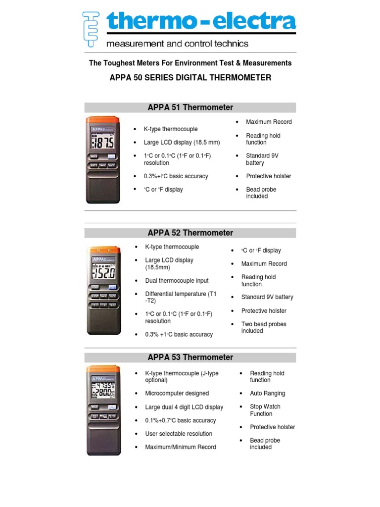 Appa Serie | PDF | Thermocouple | Thermometer