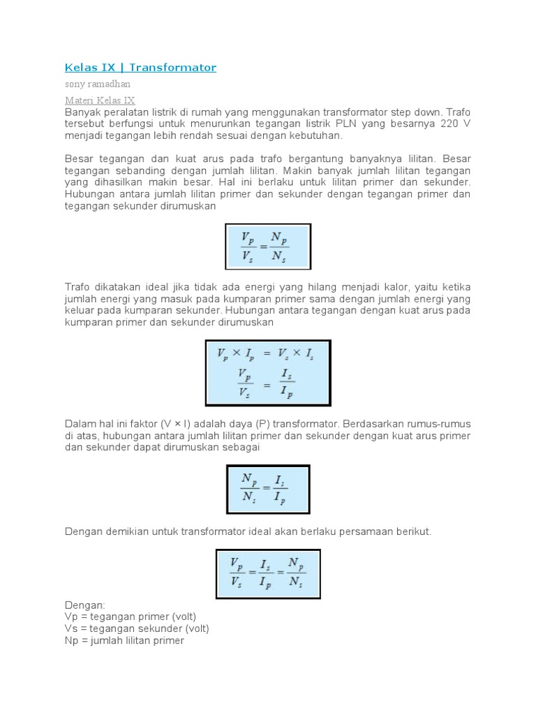Transformator 2 | PDF | Metode & Bahan Ajar | Sains & Matematika