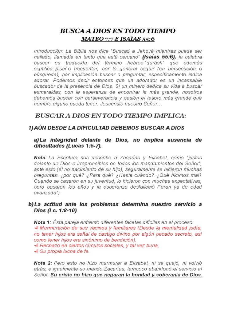 Busca A Dios en Todo Tiempo | PDF | Oración | Jesús