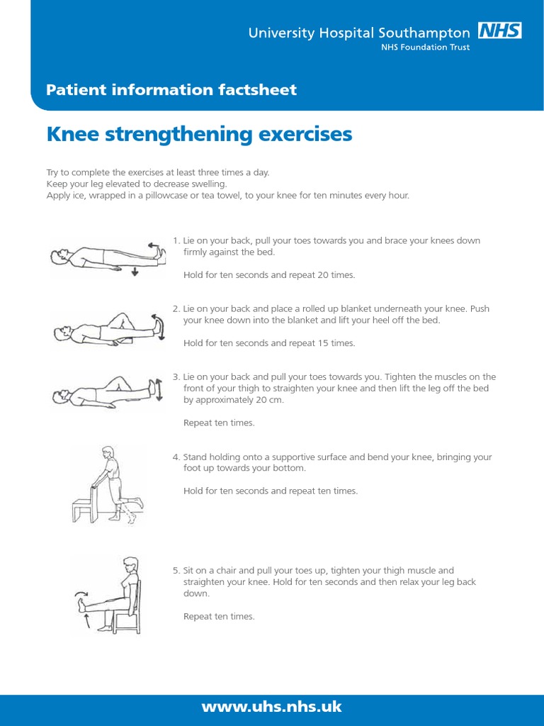 Kneestrengtheningexercises Patientinfo | PDF | Knee | Musculoskeletal ...