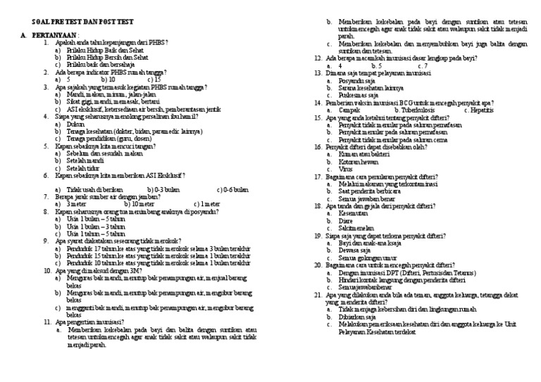 Soal Pre Test Dan Post Test | PDF