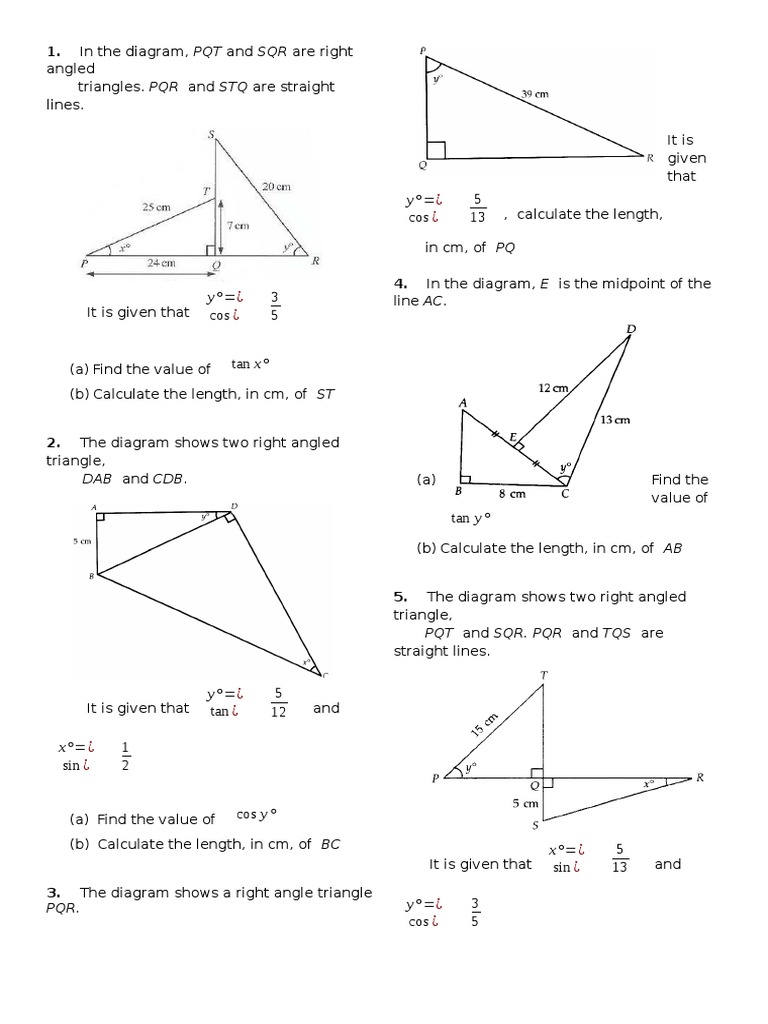 Solving Right-Angled Triangle Problems and Finding Unknown Side Lengths ...