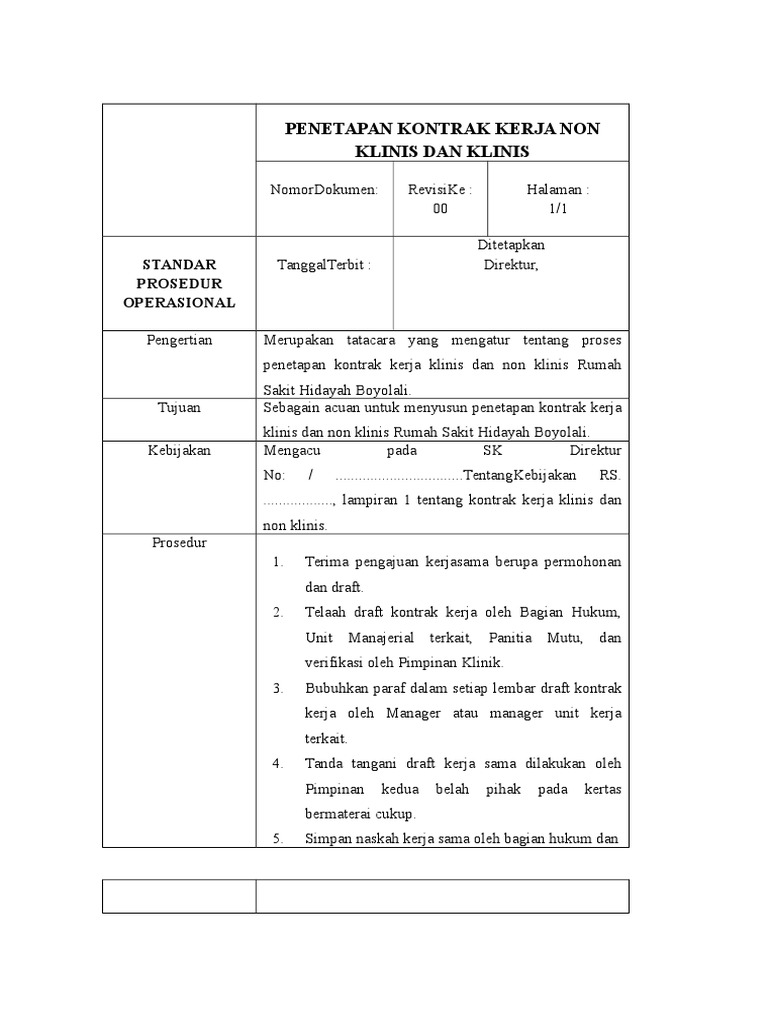Contoh Spo Kontrak Kerja | PDF | Bisnis | Pengelolaan Keuangan & Uang