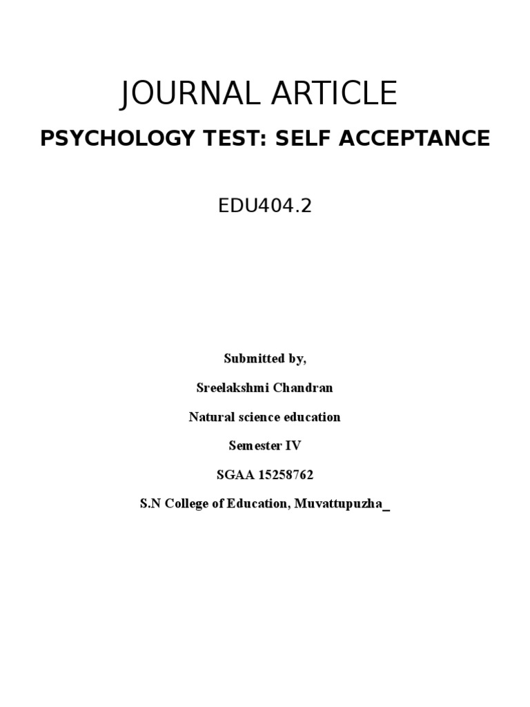 Self Acceptance | PDF | Questionnaire | Self Esteem