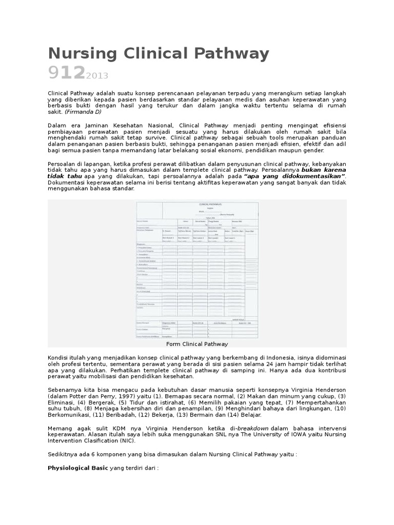 Nursing Clinical Pathway | PDF