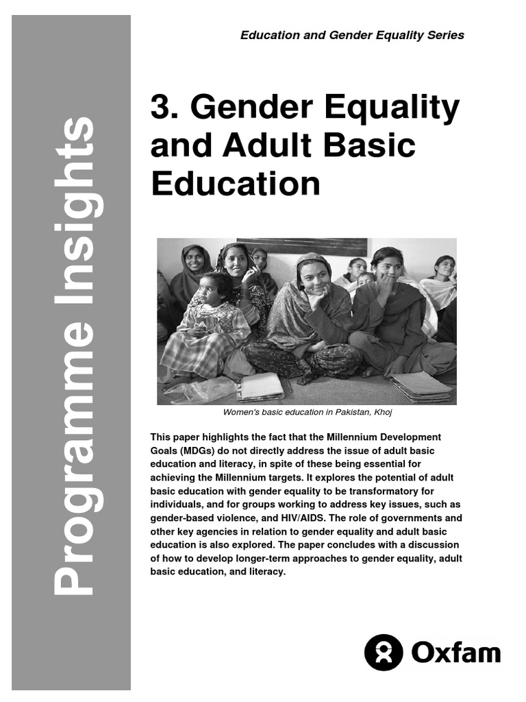 Gender Equality and Adult Basic Education | PDF | Literacy | Gender