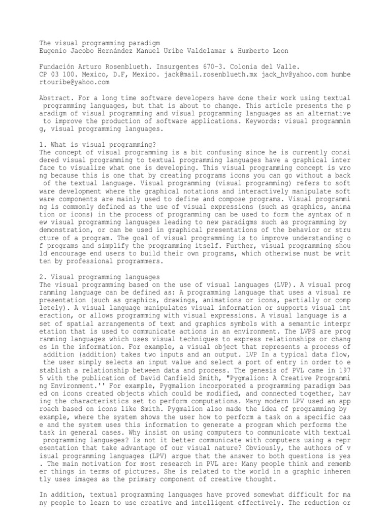 The Visual Programming Paradigm Pdf Computer Programming Software