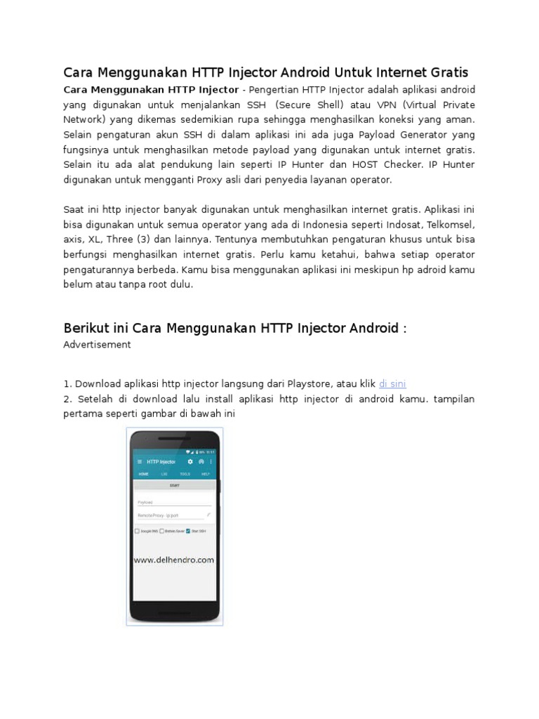 Cara Menggunakan HTTP Injector Android Untuk Internet Gratis | PDF ...