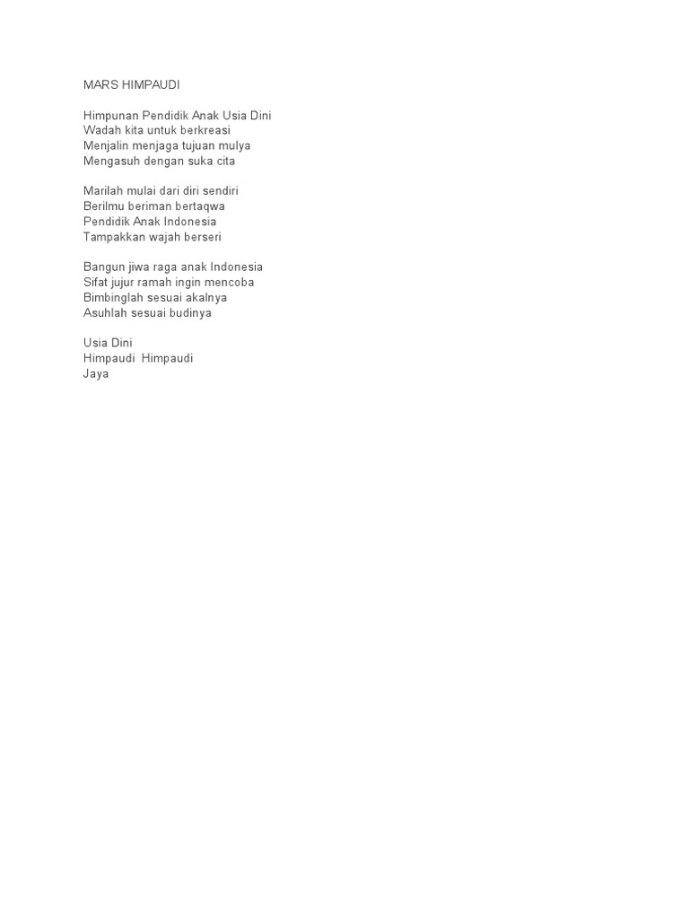 Mars Himpaudi | PDF | Kesehatan Holistik