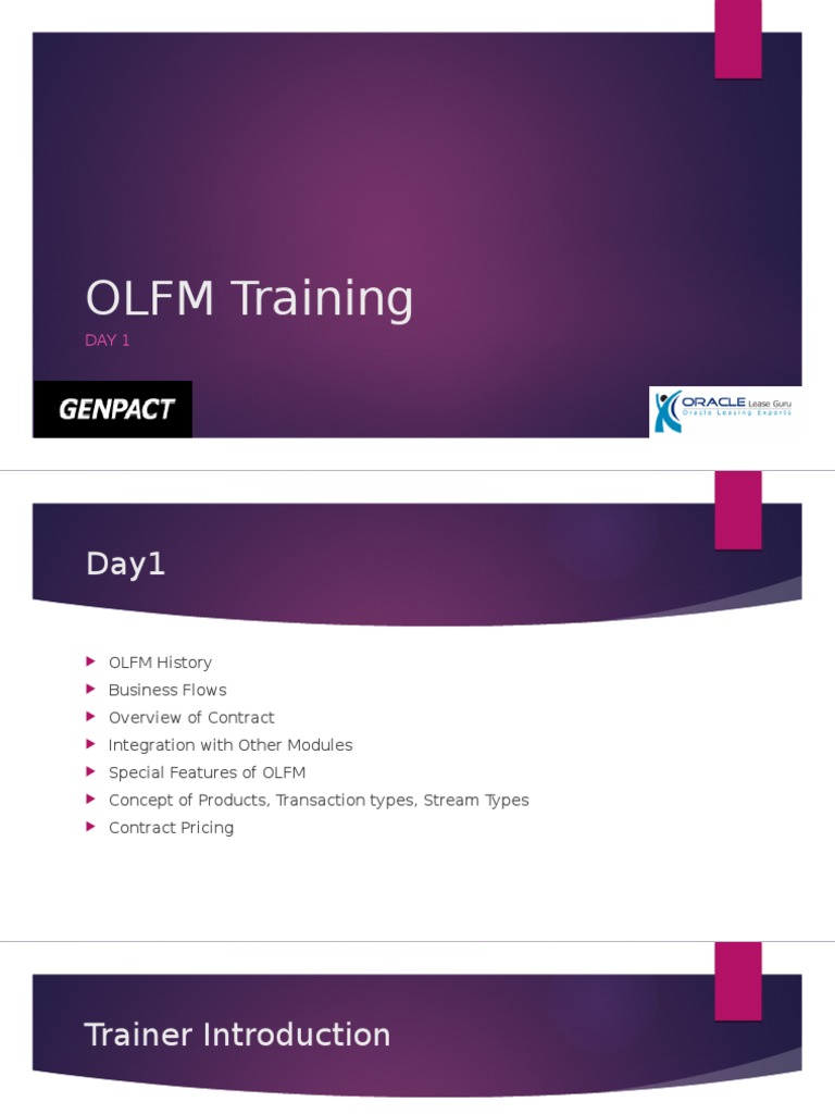OLFM Training1 | PDF | Lease | Metadata