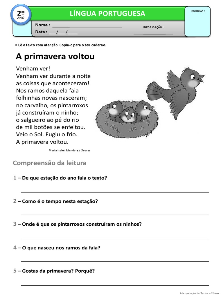 Textos - Primavera | PDF | Árvores | Interpretação linguística