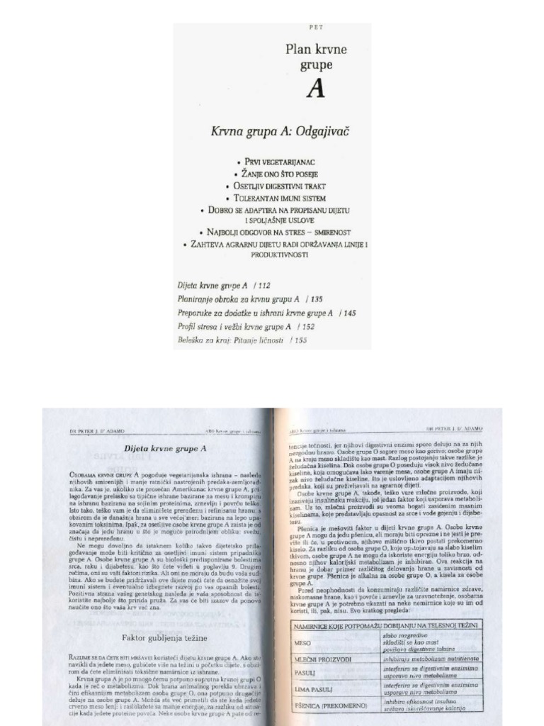 Knjiga Krvne Grupe I Ishrana - A Grupa | PDF