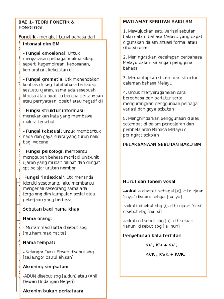 Nota Ringkas Fonetik Dan Fonologi | PDF | Kajian Bahasa Asing