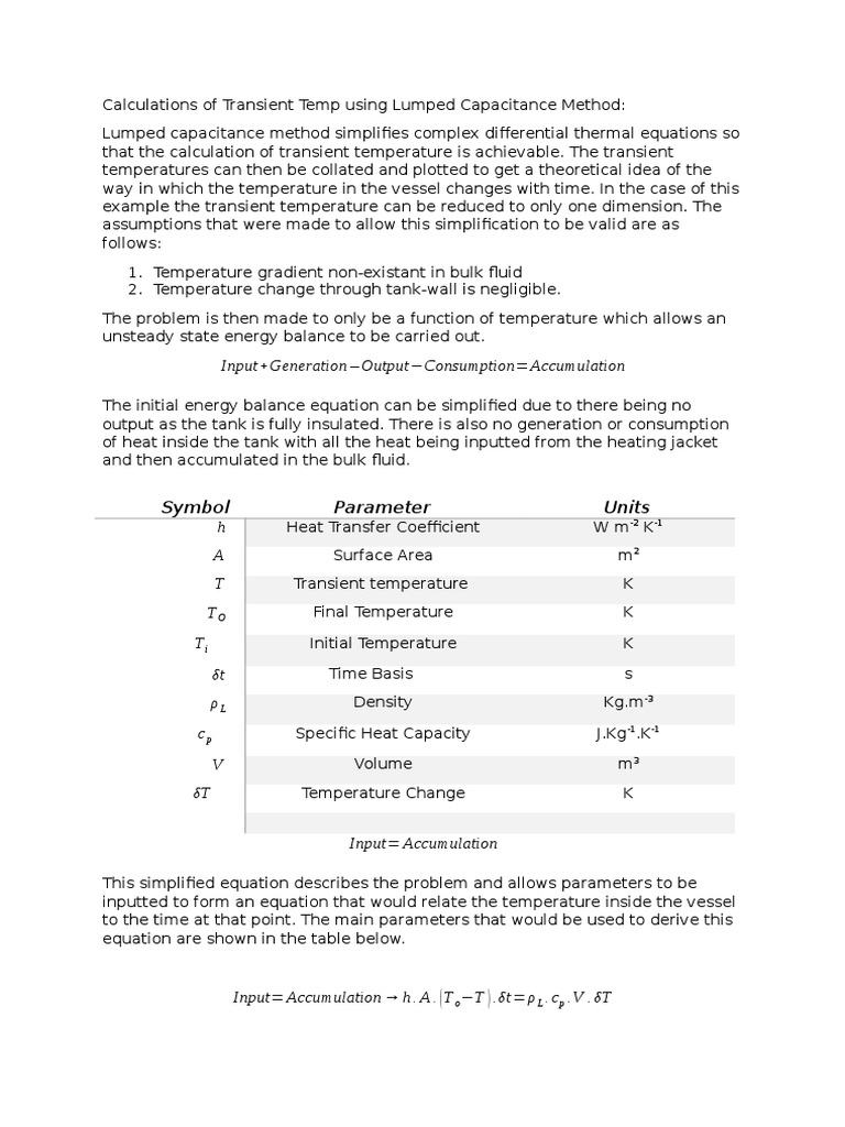 Transient Temperature via Lumped Capacitance | PDF | Continuum ...