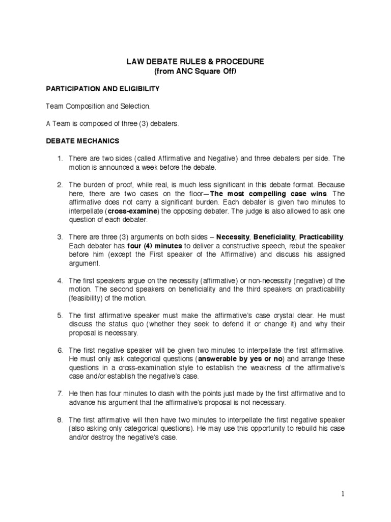 Law Debate Rules | PDF | Semiotics | Government