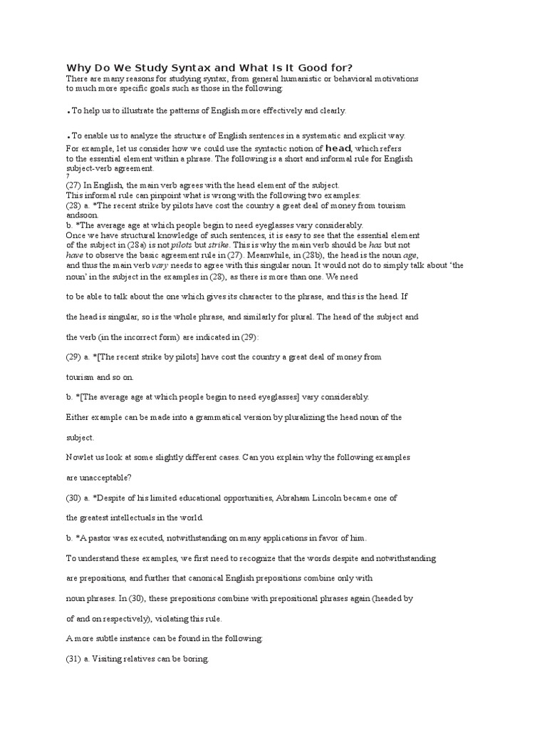 Why Do We Study Syntax and What Is It Good For | PDF | Phrase | Syntax