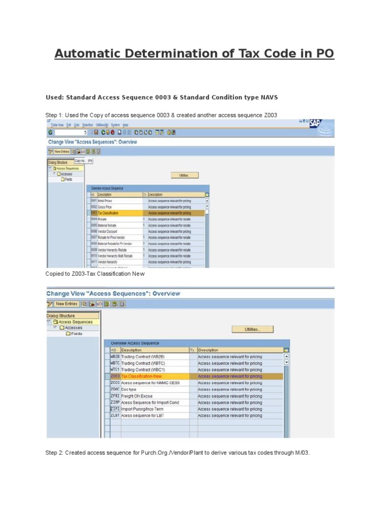 Automatic Determination of Tax Code in PO | PDF