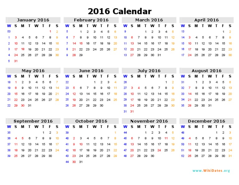 2016 Calendar Template 05 | PDF