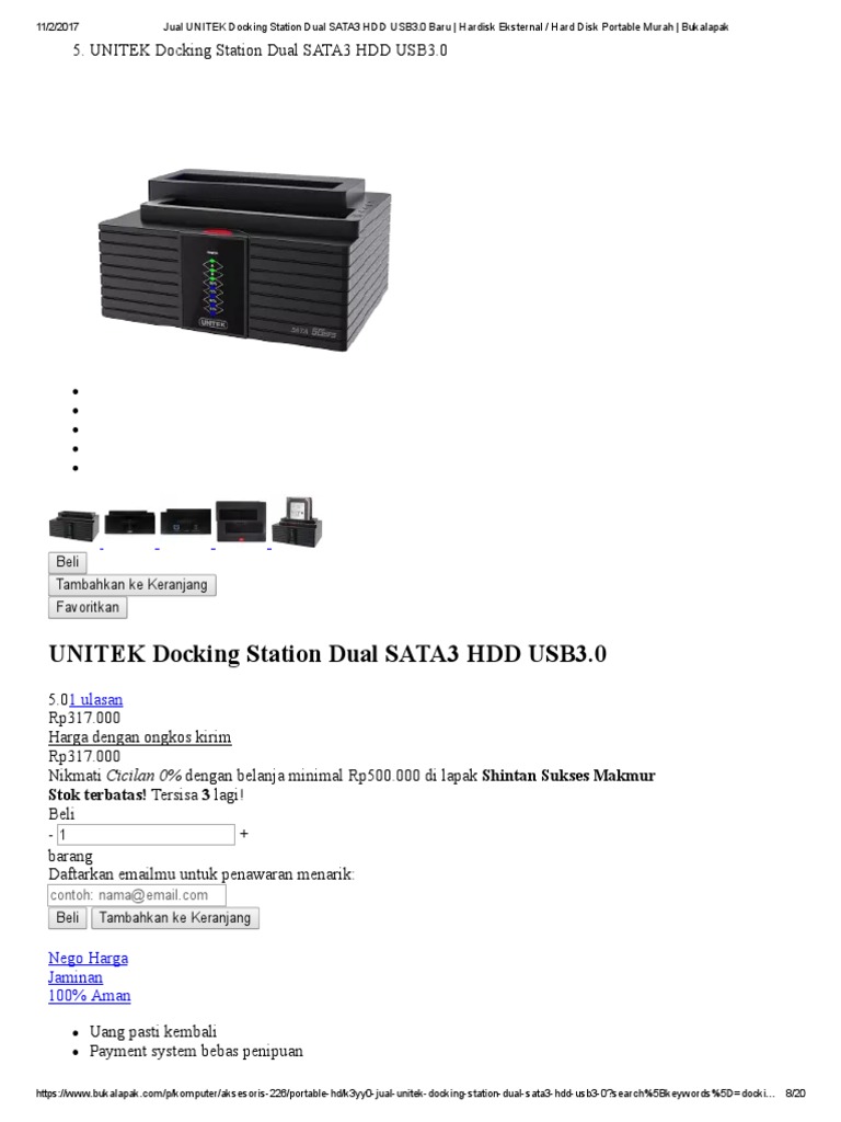 Jual Unitek Docking Station Dual Sata3 HDD Usb3 | PDF