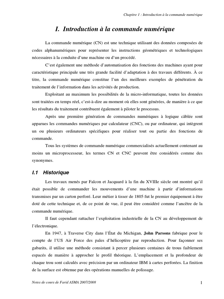 Introduction à la commande numérique | PDF | Machine-outil à commande ...
