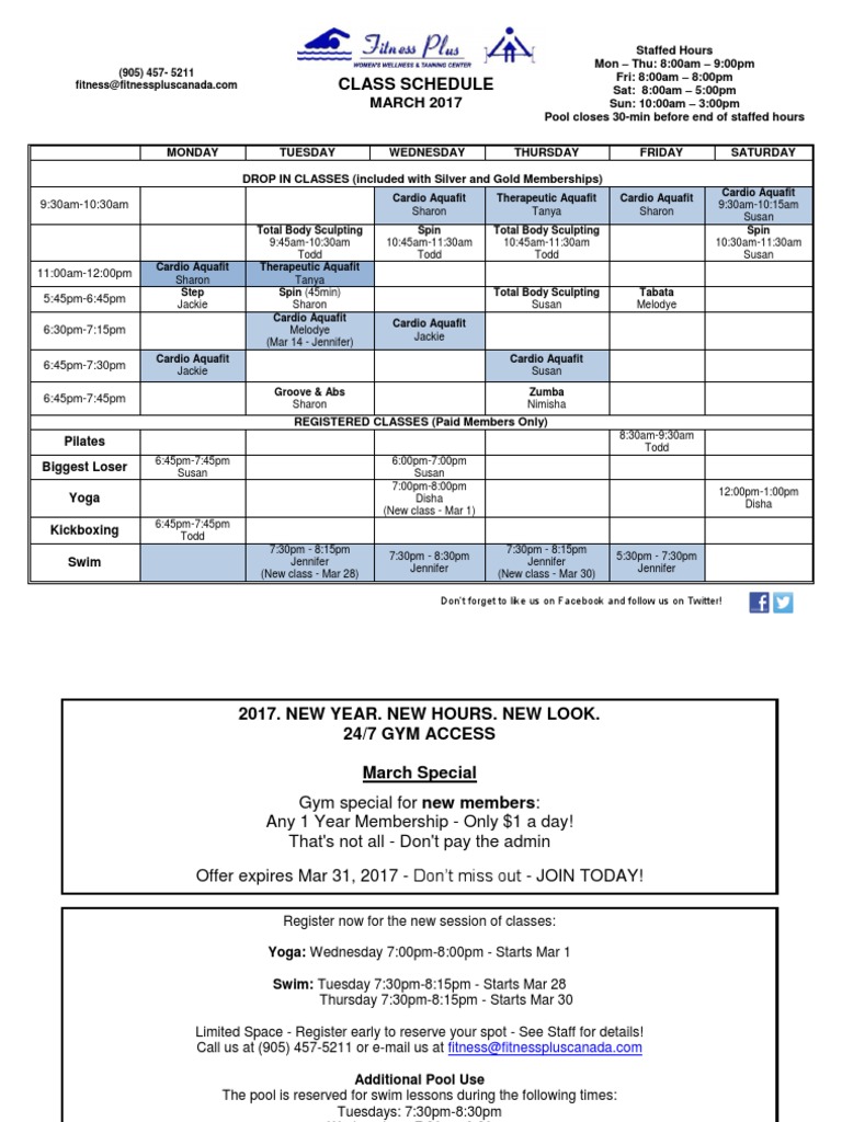 May 2016 Class Schedule | PDF | Sports | Leisure