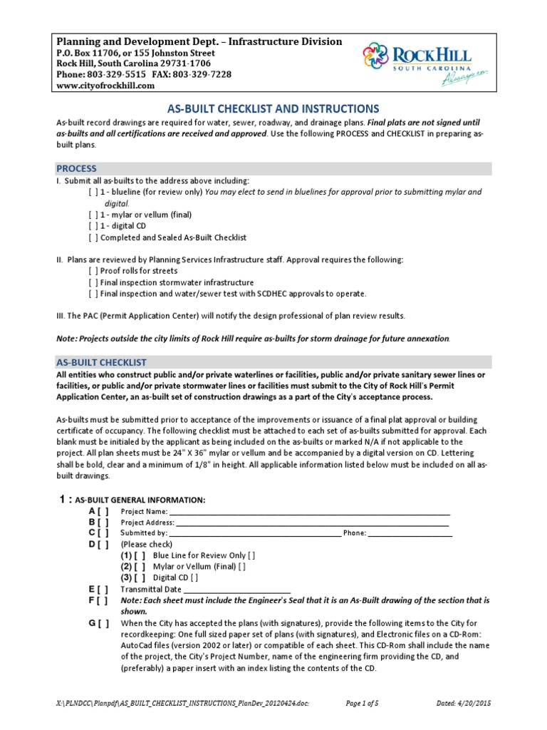 As Built Checklist and in S Truc | PDF | Drainage | Storm Drain