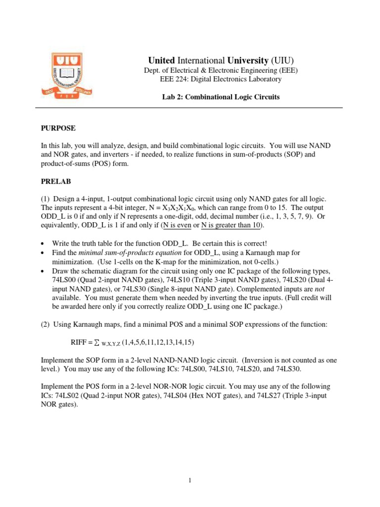 Lab2 - Combinational Logic Circuits | PDF | Logic Gate | Electronic Design