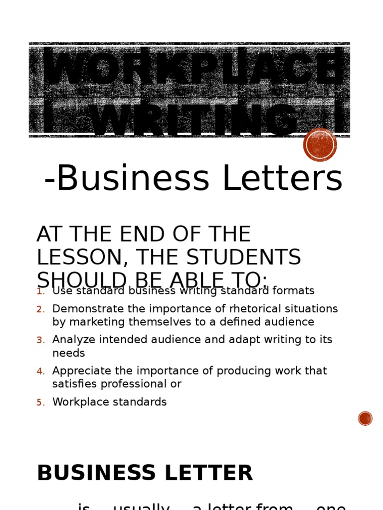 Workplace Writing: - Business Letters | PDF | Paragraph | Human ...