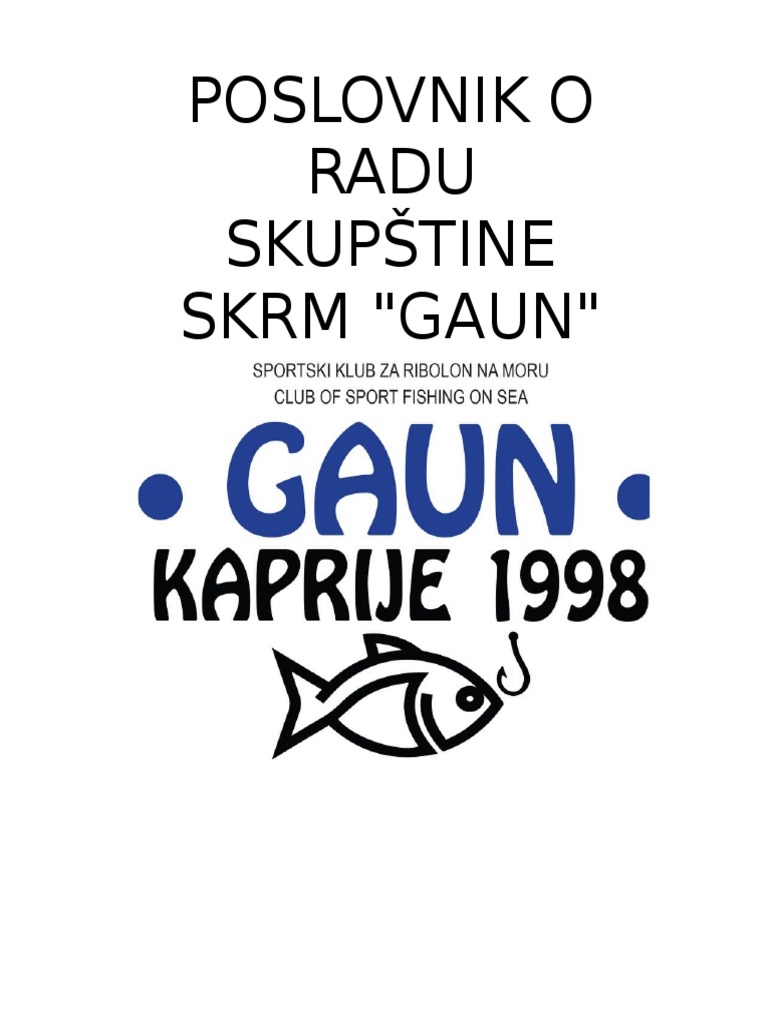 Poslovnik o Radu Skupštine SKRM | PDF
