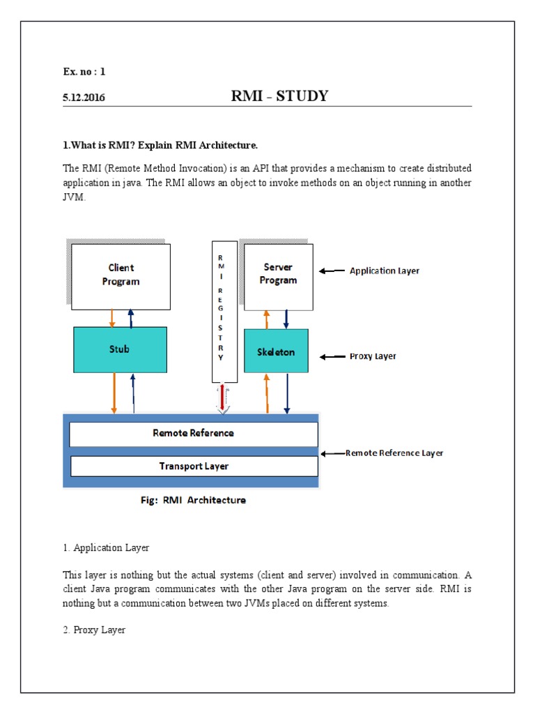 Rmi - Study: Ex. No: 1 5.12.2016 | PDF