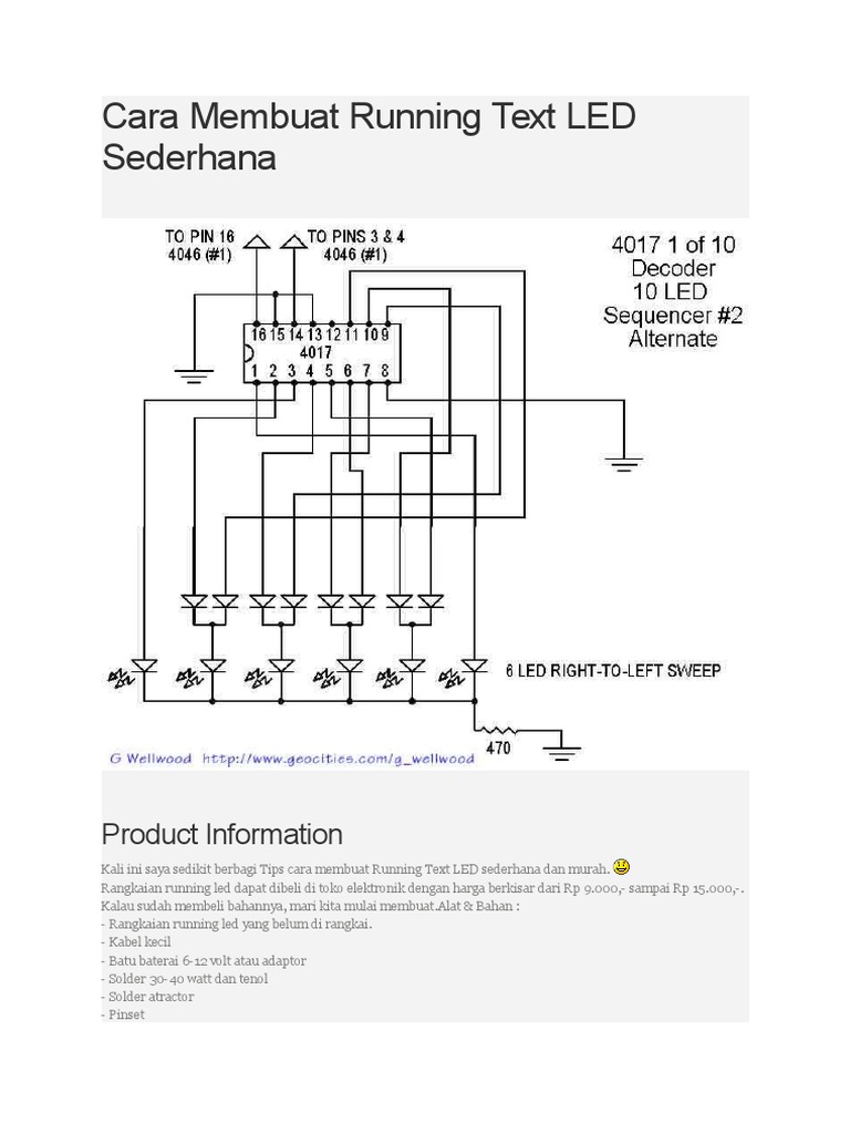 Cara Membuat Running Text LED Sederhana | PDF