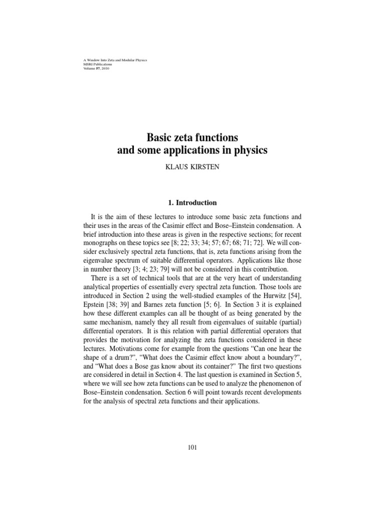 Basic Zeta Functions And Some Applications In Physics Pdf Mathematical Objects Functions