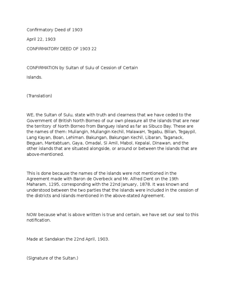 Confirmatory Deed of 1903 | PDF