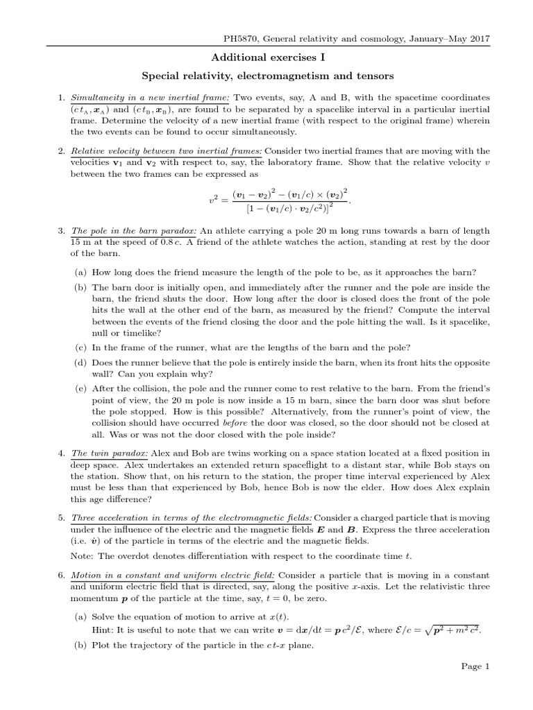 Solving Problems Involving Special Relativity, Electromagnetism ...