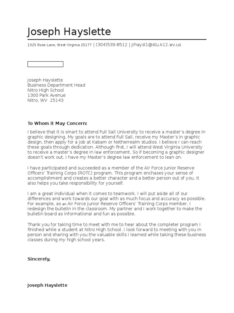 Completer Portfolio Letter of Intro | PDF