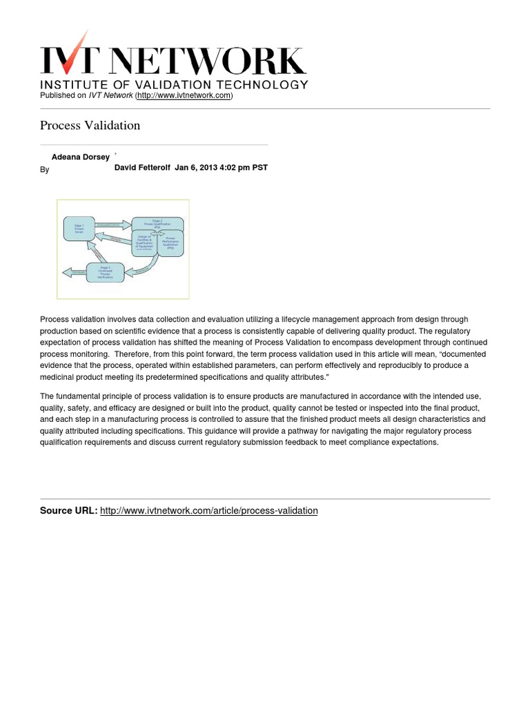 IVT Network - Process Validation - 2014-04-28 | PDF | Verification And ...