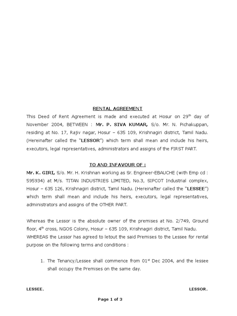 House Agreement | PDF | Lease | Landlord–Tenant Law