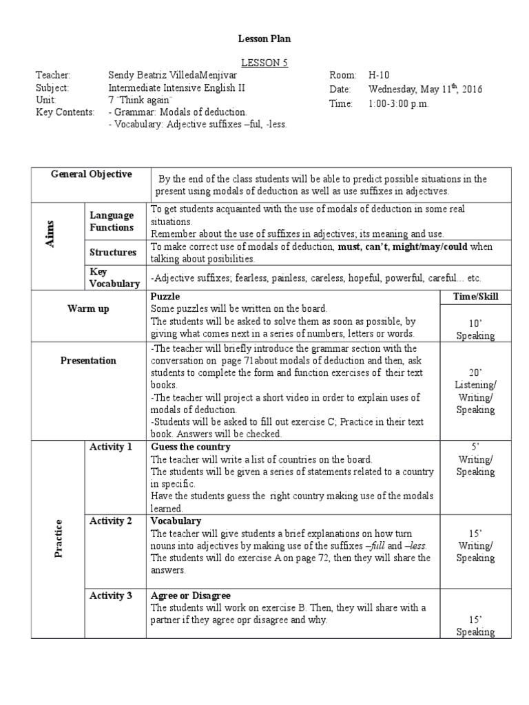 Lesson Plan 5 | PDF | Linguistic Typology | Linguistic Morphology