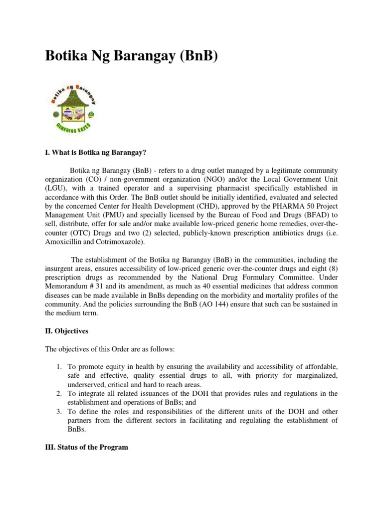 Botika Ng Barangay | Over The Counter Drug | Pharmaceutical Drug