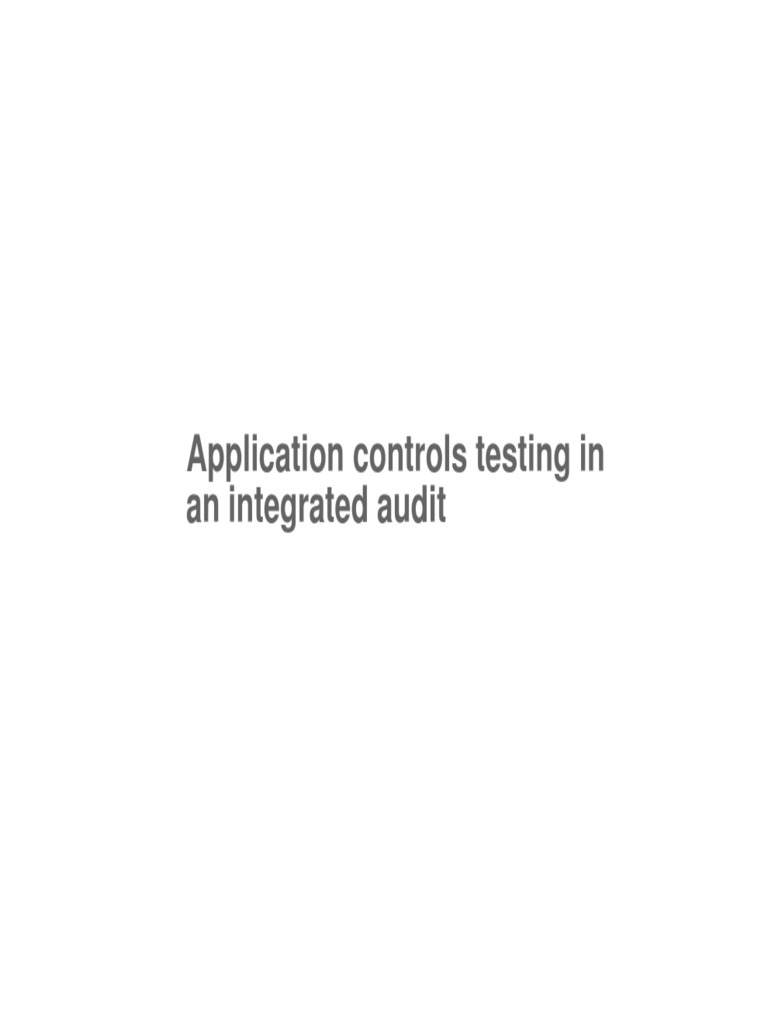 Application Controls Testing In An Integrated Audit Pdf Input Output Audit