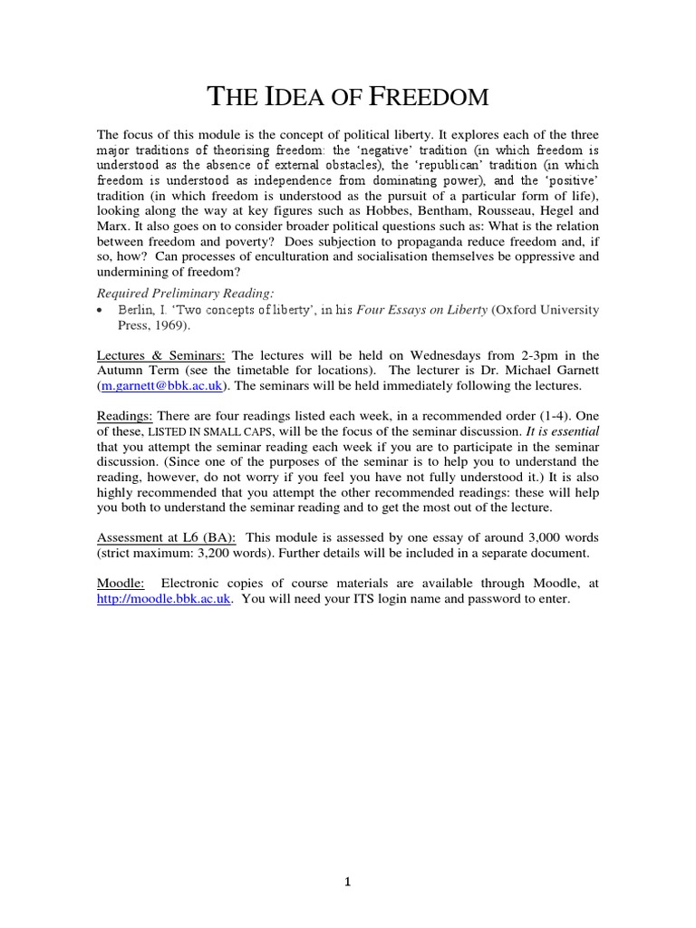 The Idea of Freedom | Political Philosophy | Liberty