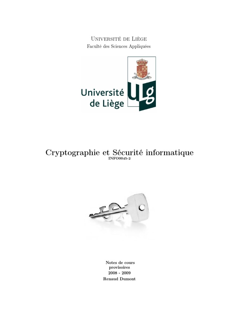Cours Crypto - Université de Liège (2009) | PDF | Cryptographie | Cryptanalyse