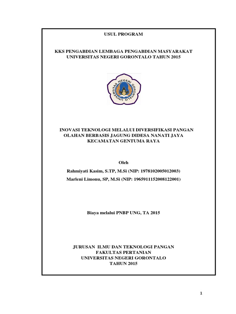 Inovasi Teknologi Melalui Diversifikasi Pangan Olahan Berbasis Jagung Di Desa Nanati Jaya ...