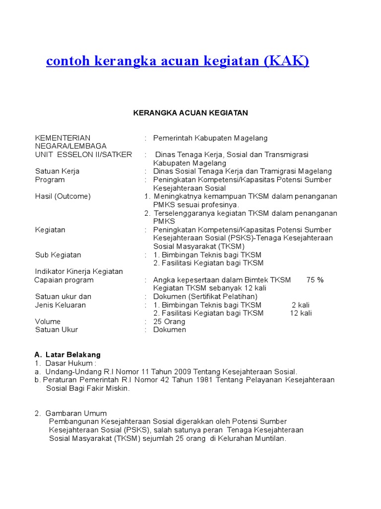 Contoh Kerangka Acuan Kegiatan | PDF | Seni