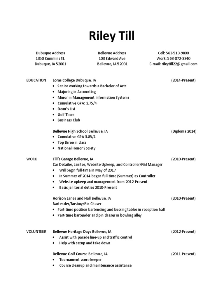 Riley Till Resume 3-1-17 | PDF